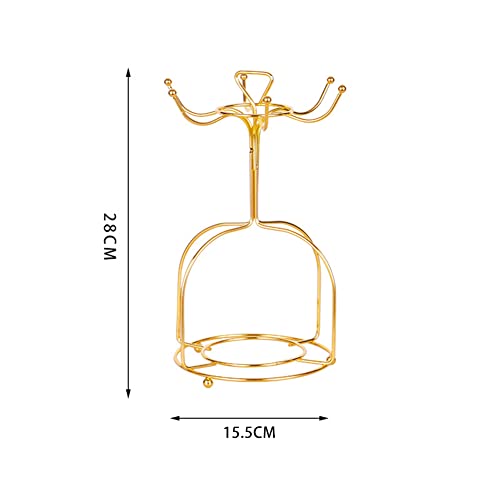 oAutoSjy Iron Coffee Cup Holder Gold Mug Holder with Hook & Handle Coffee Mug Rack Dishes Organizer Mug and Saucer Display Rack Wrought Iron Mug Drainer Storage Drying Rack for Counter Kitchen Office