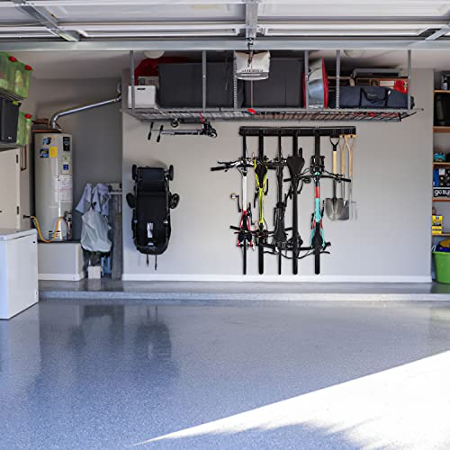 Bike Storage Rack, Wall Mount Bike Storage Hanger 5 Bicycles Hooks, Heavy Duty Bicycles and Tools Hanger Indoor Space Saving for Home and Garage Shed Storage System
