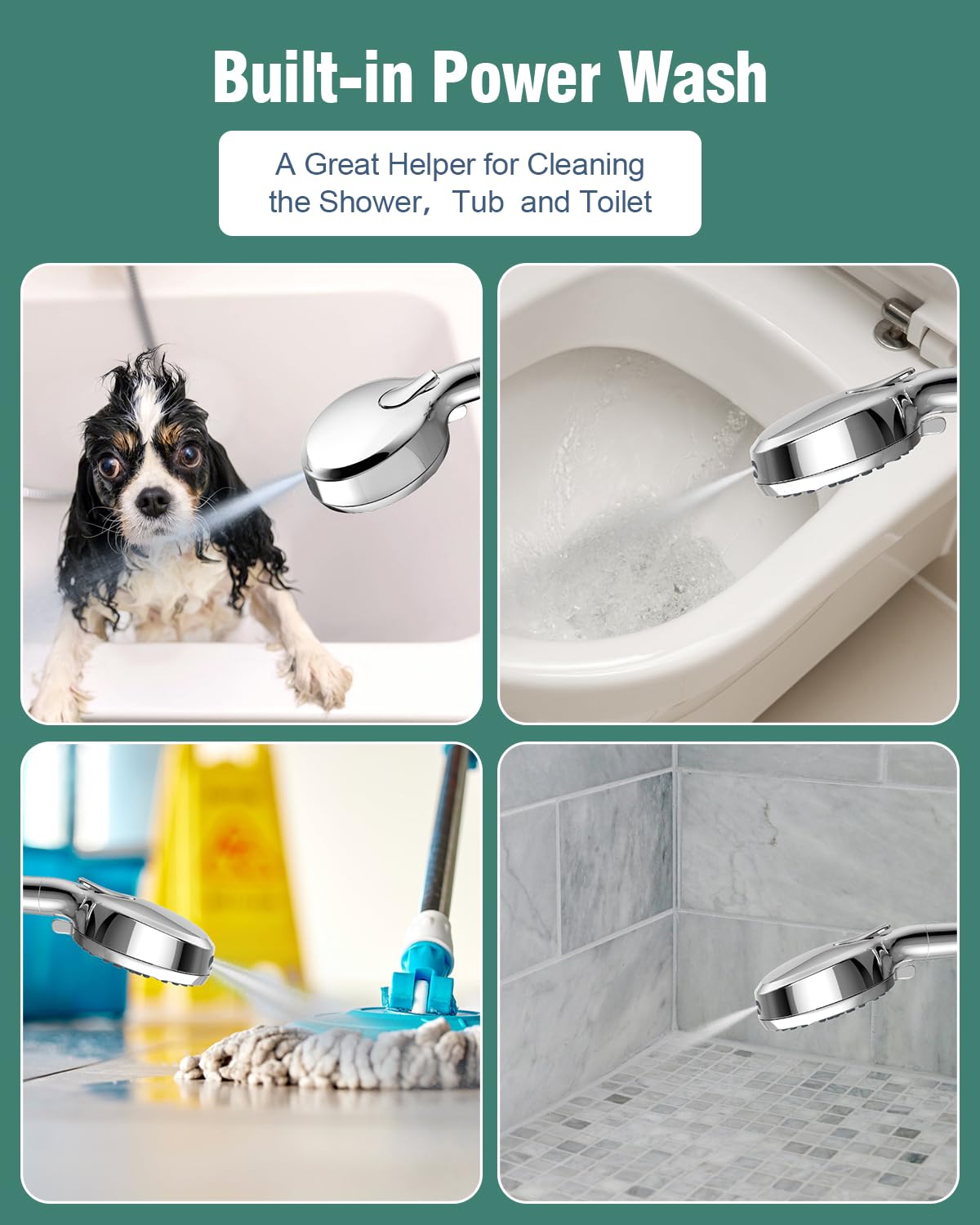 Diiwet Filtered Shower Head with Handheld, High Pressure Shower Heads with Filter for Hard Water, 6 Spray Modes Detachable Showerhead with Hose and Bracket (Chrome Polished)