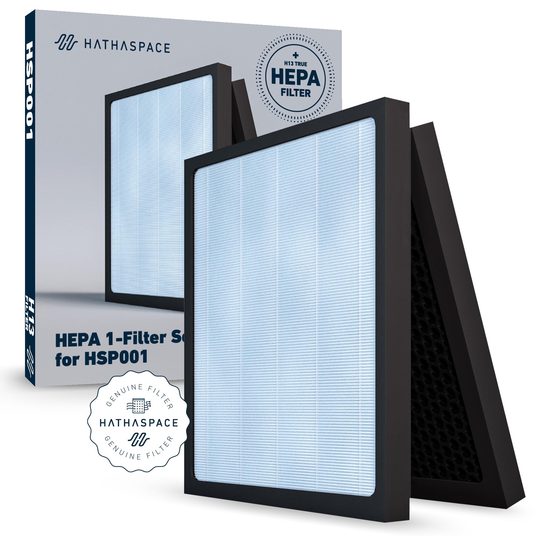 HATHASPACE Air Purifier HEPA Filter Replacement - Certified Filters for HSP001 Smart Purifiers - Easy to Install, Improved Air Quality - H13 True HEPA, 2 Pack