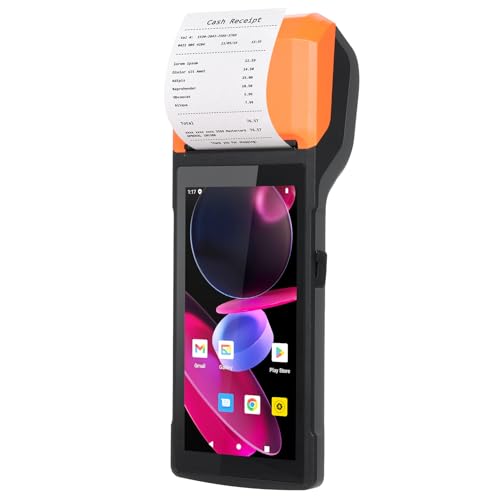 fangzi Android 13.0 POS Receipt Printer PDA Terminal Support 1D/2D Barcode Scanner 4G NFC Card Reading WiFi BT Communication with 5.5 Inch Touchscreen 58mm Width Thermal Label Printing