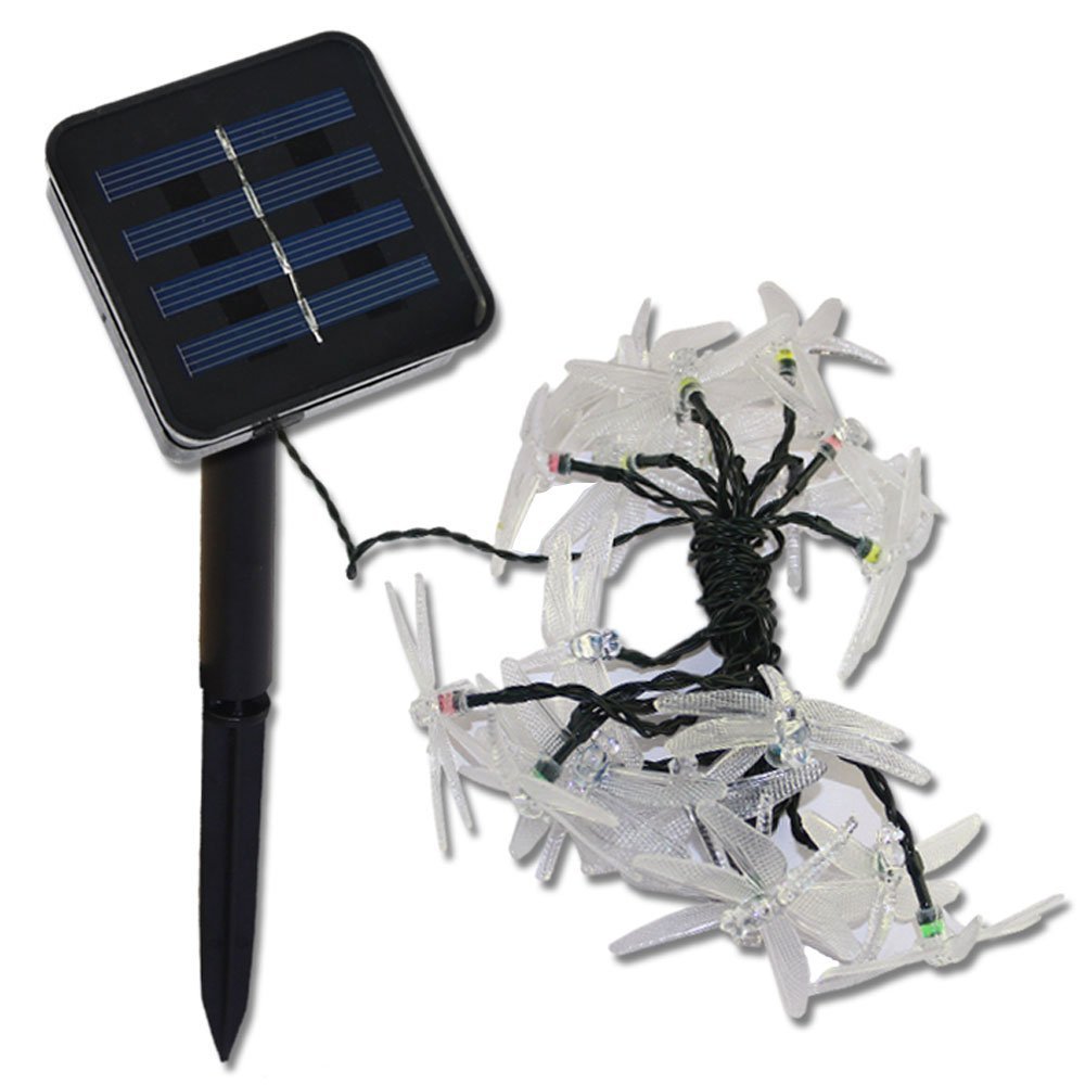 MUEQU Solar String Lights, Waterproof 20ft 30 LED Dragonfly Christmas Fairy Lights Garden Solar Lights,Decoration String Lights for Indoor, Garden, Home, Patio, Lawn, Party and Holiday (Blue)