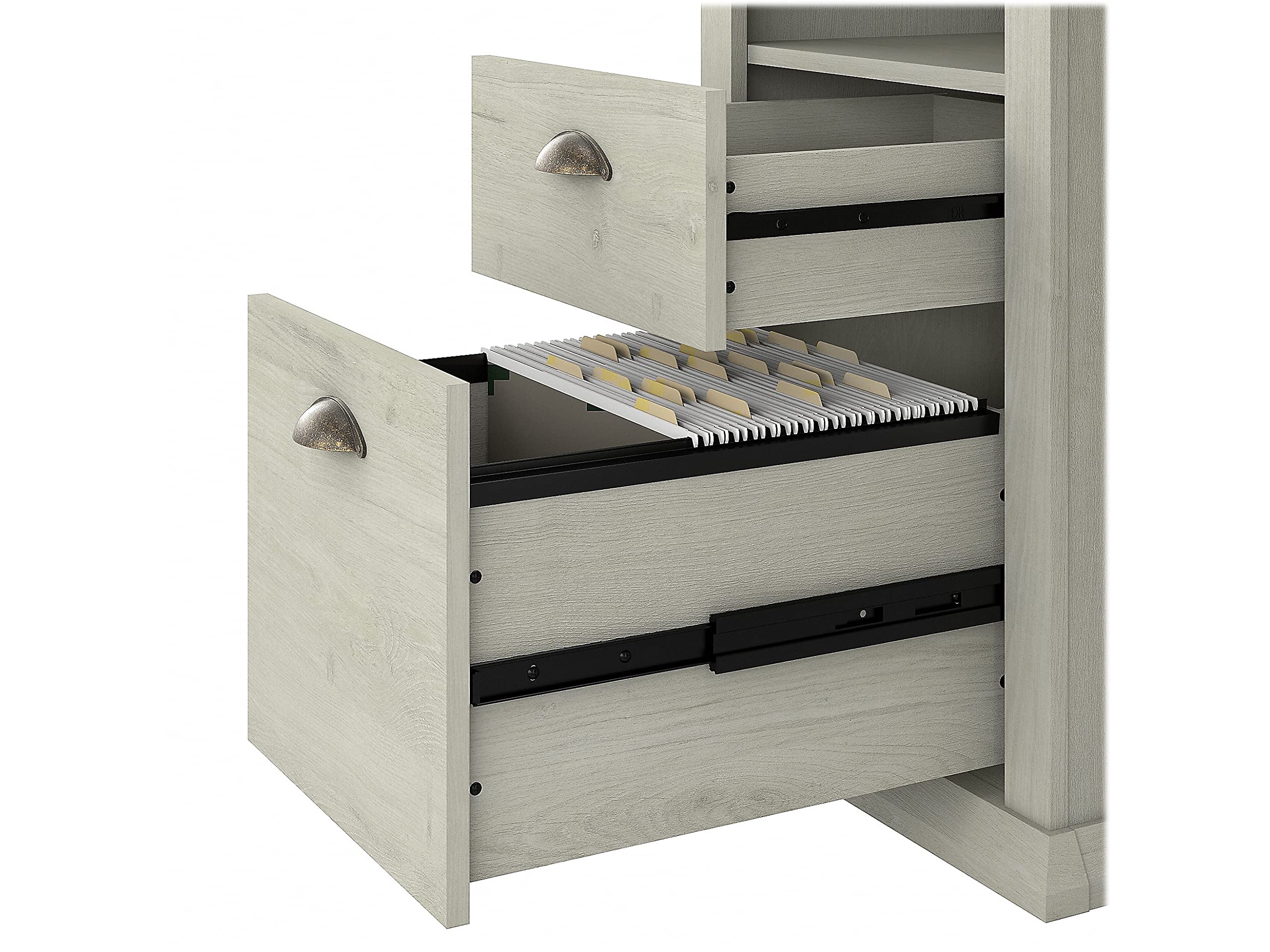 Bush Furniture Yorktown Home Office Desk with 5 Shelf Bookcase, 50W, White Oak