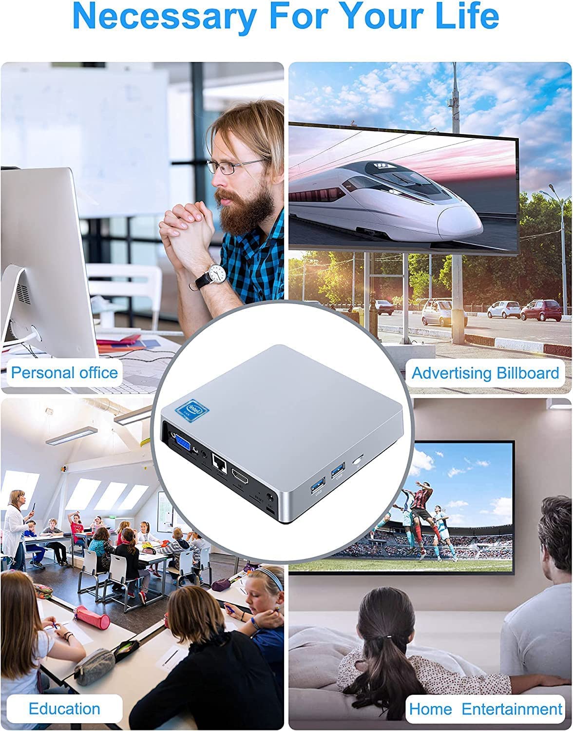 Fanless Mini PC Intel Atom Z8350 Processor,Mini Computer Windows 10 Pro,8GB LDDR3 128GB EMMC,Mini Desktop Computer Support Dual Display/4K HD/2.4G+5G Dual-Band WiFi for Business Home Theater