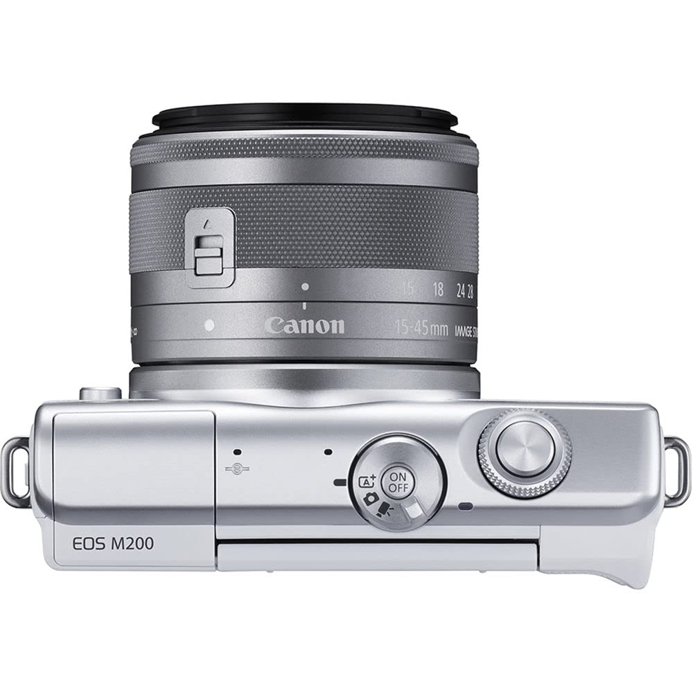 Canon EOS M200 Mirrorless Camera with 15-45mm and 55-200mm Lenses (White) (3700C009) + Filter Kit + 2 x 64GB Card + Charger + 2 x LPE12 Battery + Card Reader + More (Renewed)