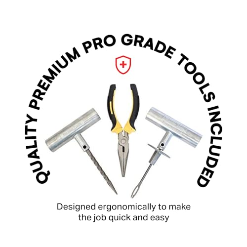 Boulder Tools Heavy Duty Tire Repair Kit - Flat Tire Puncture Repair Kit - Professional Tools for Quick and Easy Repair - Suitable Tire Plug Kit for Car, Truck, RV, Motorcycle, Tractor, and Trailer
