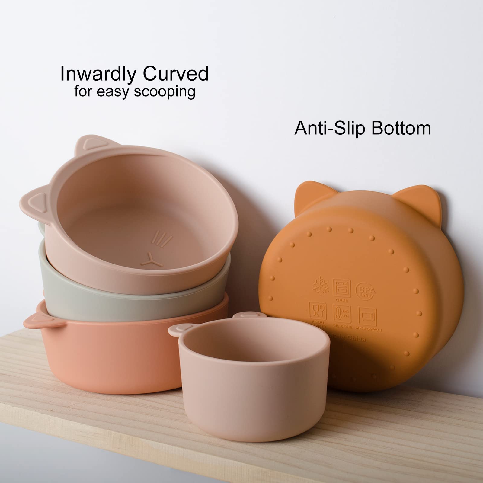Dilovely Toddler Bowls, Silicone Bowl for Baby, Nesting Storage Cereal Bowl 1-3, BPA-Free, Microwave and Dishwasher Safe for Convenient Use, Green