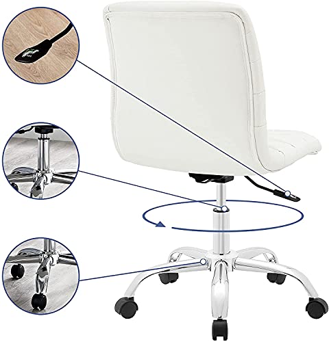 Modway Ripple Ribbed Armless Mid Back Swivel Conference Office Chair In White