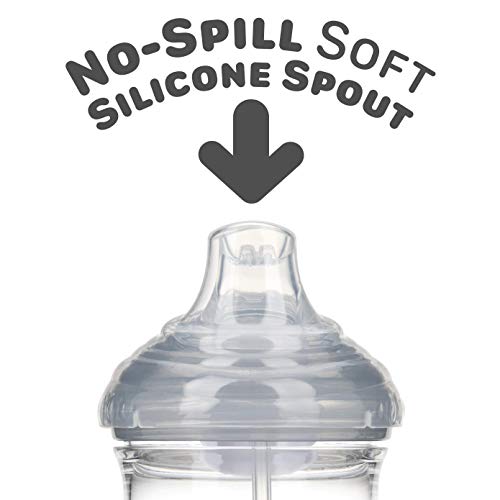 Nuby Tritan No-Spill Trainer Cup with Silicone Spout & 360 Weighted Straw with Hygienic Cover