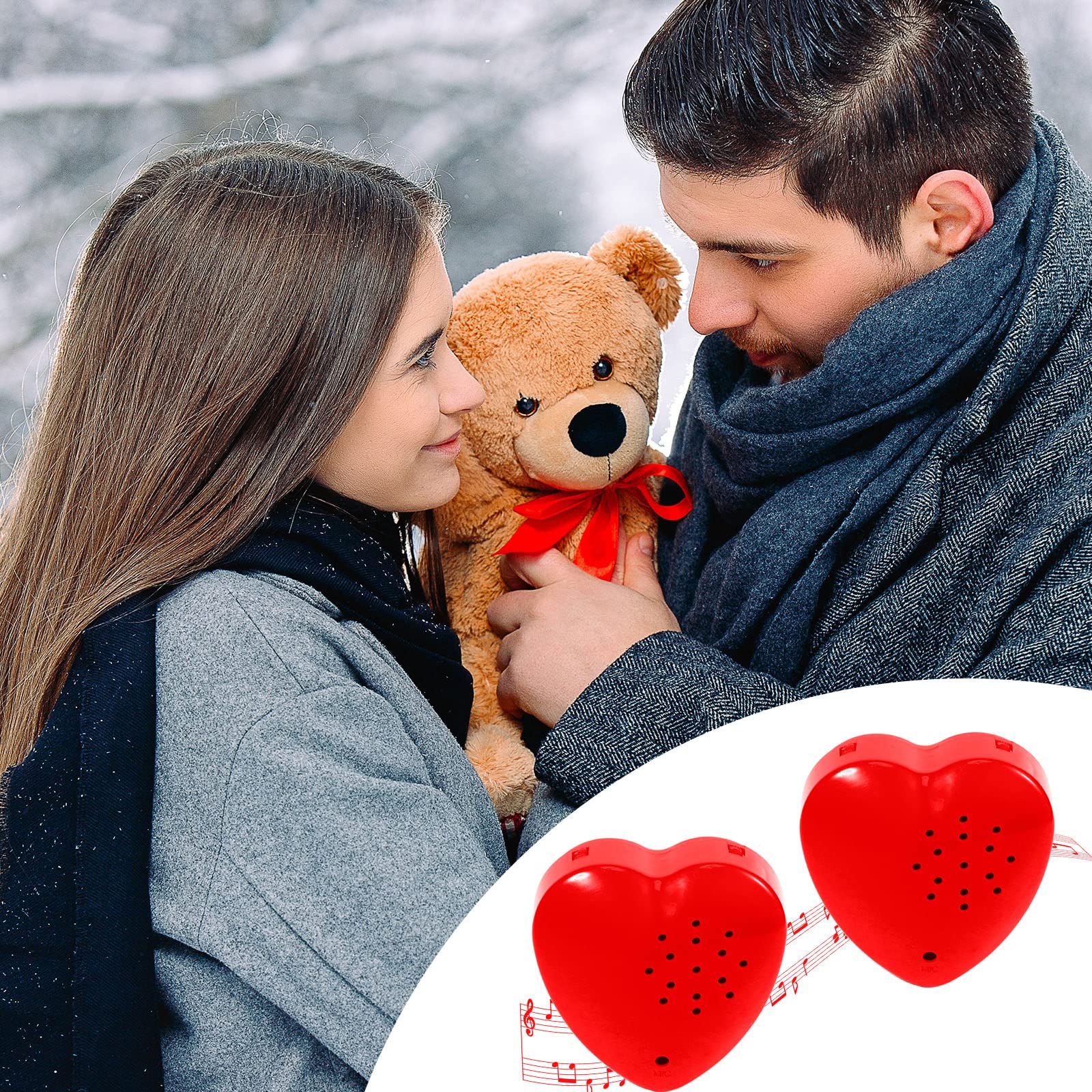 Civaner 2 Pack Voice Recorder for Stuffed Animal 20 Second Red Heart Voice Recorder Christmas Sound Recording Device Recordable for Plush Bears Toy