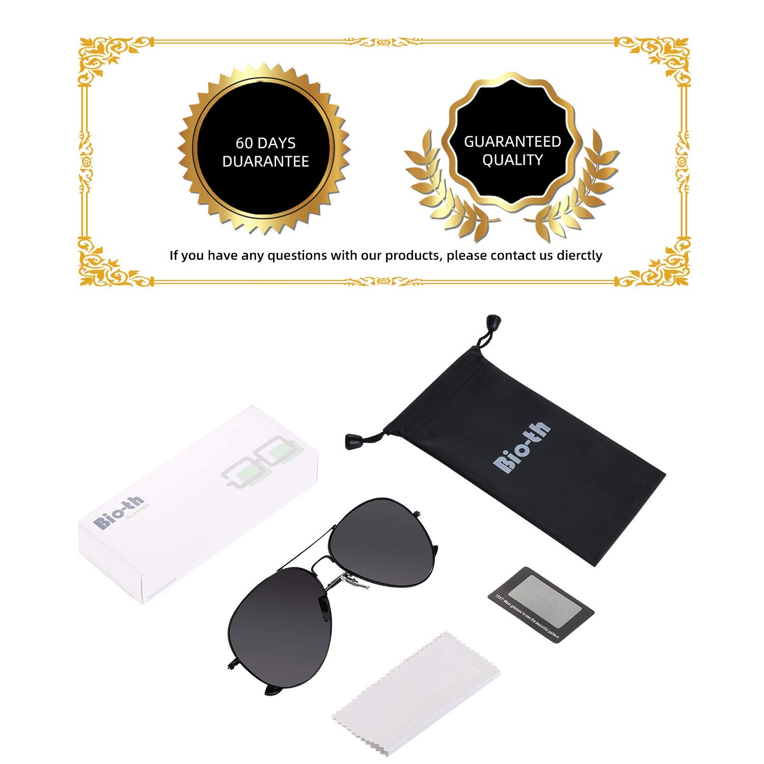Bio-th Sunglasses for Women - Polarized Aviator Sunglasses, UV Protection, Trendy Metal Mirror Frame, Lentes de Sol Hombre