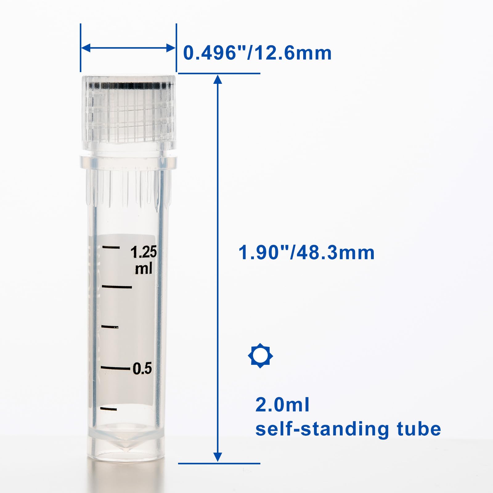 CryoKING Cryovials Sterile Tubes 2ml Lab Vials with Caps Cryovial for Low Temperature Storage, Bag of 50