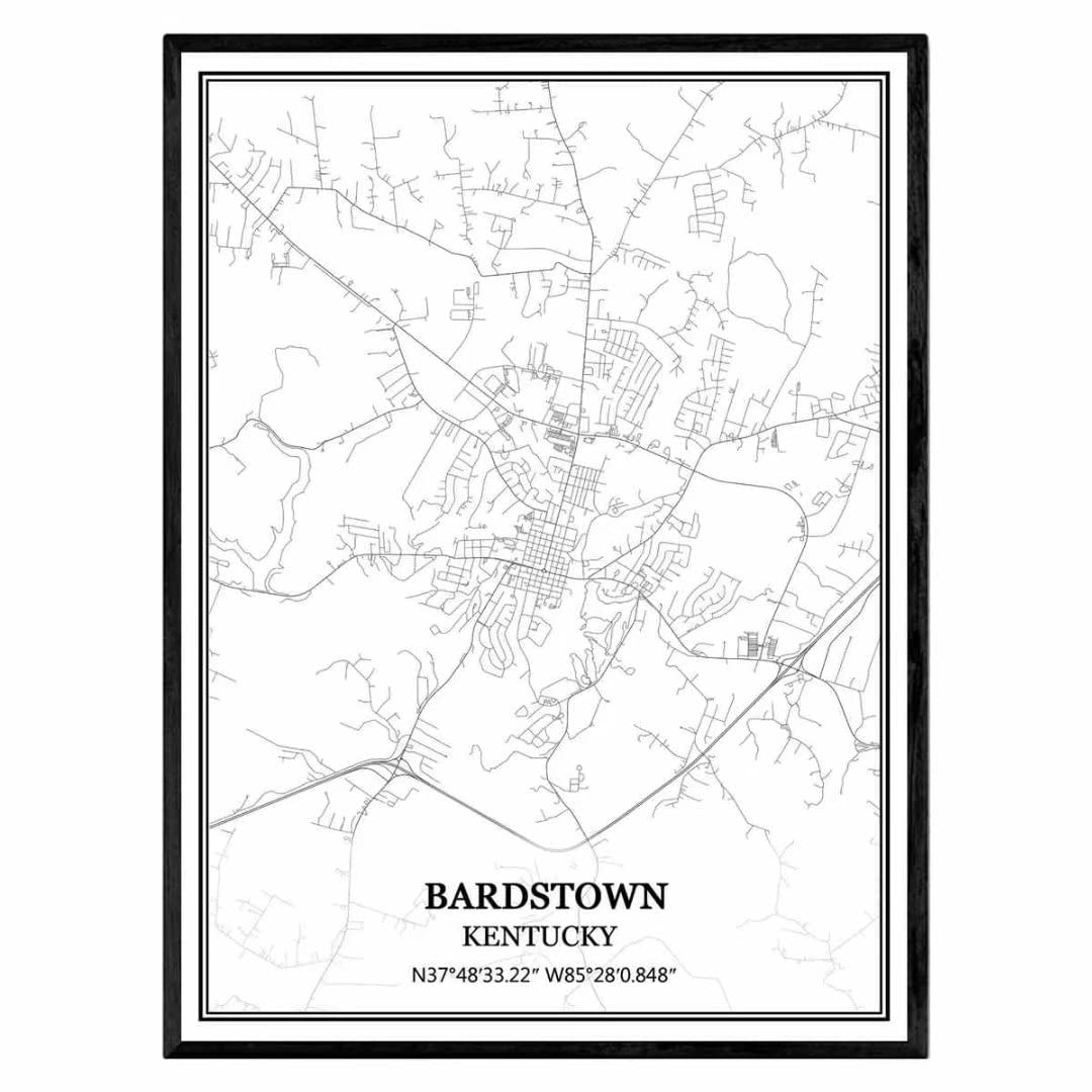 TANOKCRS Ashland Kentucky USA America Map Wall Art Canvas Print Poster Artwork Unframed Modern Black and White Map Souvenir Gift Home Decor