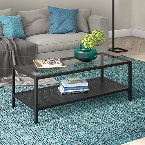 Henn&Hart 45" Wide Rectangular Coffee Table in Blackened Bronze, Modern coffee tables for living room, studio apartment essentials