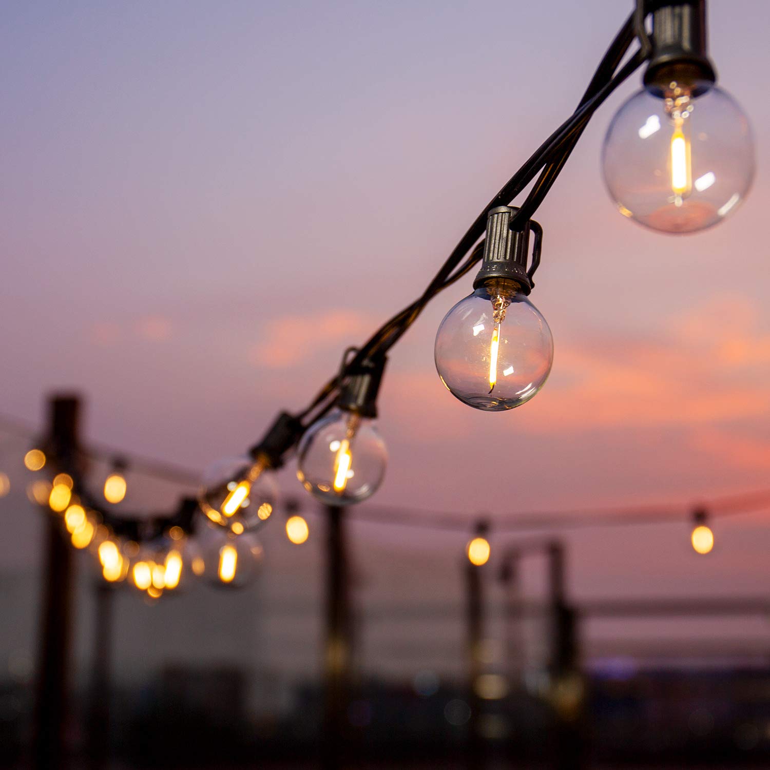 BrizLabs Outdoor String Lights, 25ft 25 LED G40 Globe Patio String Lights, Weatherproof Edison Hanging String Lights for Garden Backyard Wedding Party Bistro Indoor Decor, E12 Socket, 2700K