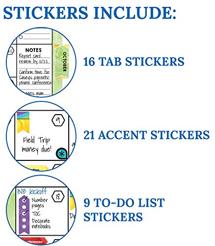 Carson Dellosa Celebrate Learning Teacher Planner, 8" x 11" Spiral Bound Planner With Planner Stickers, Undated Homeschool Planner & Lesson Planner Book for Teachers