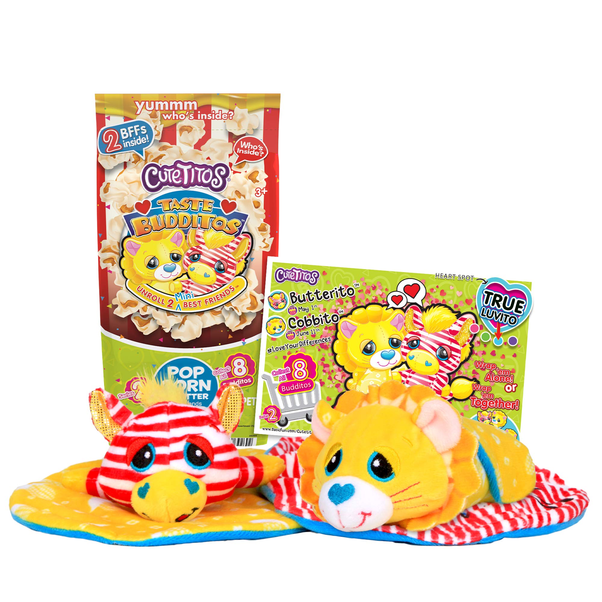 Basic Fun Cutetitos Taste Budditos Cake & Frosting - 2 Collectible Plush Mini Animals - Ages 3+ - Series 2, 5 inches