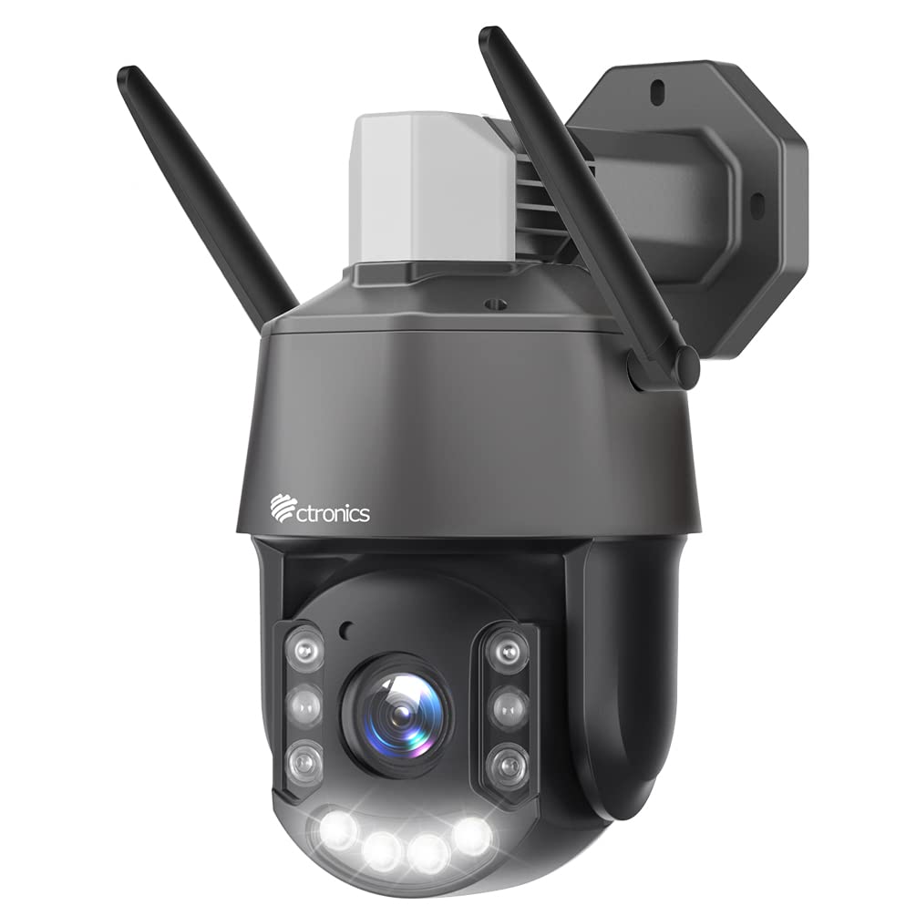 Ctronics 5MP 30X Optical Zoom Security Camera Outdoor, PTZ WiFi IP Camera with Red & Blue Warning Lights, Auto Cruise & Zoom, Human Detection Auto Tracking 492ft Night Vision 2-Way Audio IP66 (Black)