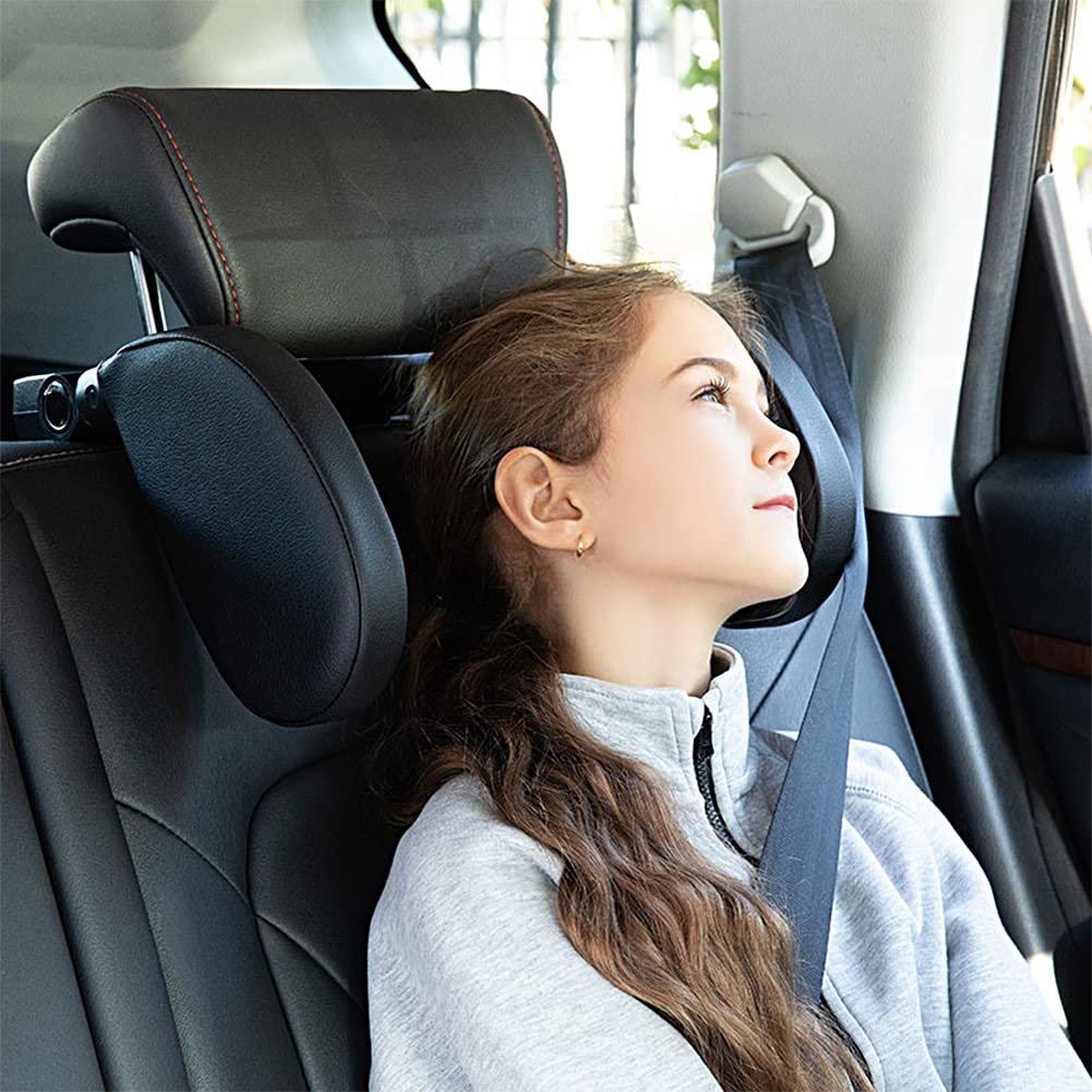 Car seat headrest Head and Neck Support Sleep Travel seat Pillow Side Sleeper Neck Pillow 360 ° Adjustable U-Shaped Memory Foam Neck Pillow Side Sleeper Pillow for Children Adults Black