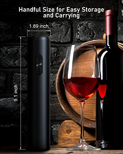 SENZER Electric Wine Opener Battery Operated Bottle Openers Reusable Wine Corkscrew for Kitchen Home Bar Restaurant - Black