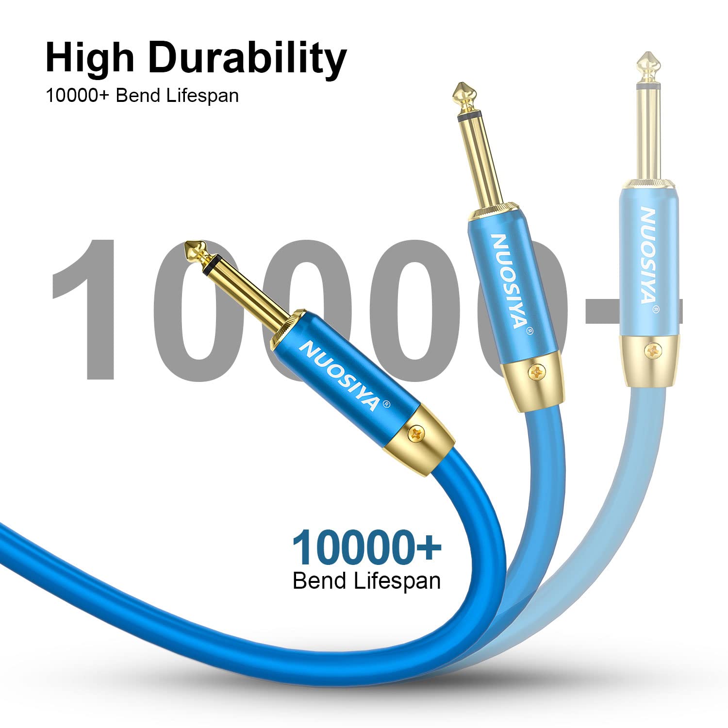 NUOSIYA Guitar Cable, 10ft Guitar Cord Instrument Cable for Electric Guitar Bass Guitar,Keyboard Mixer Amplifier Speaker Equalizer