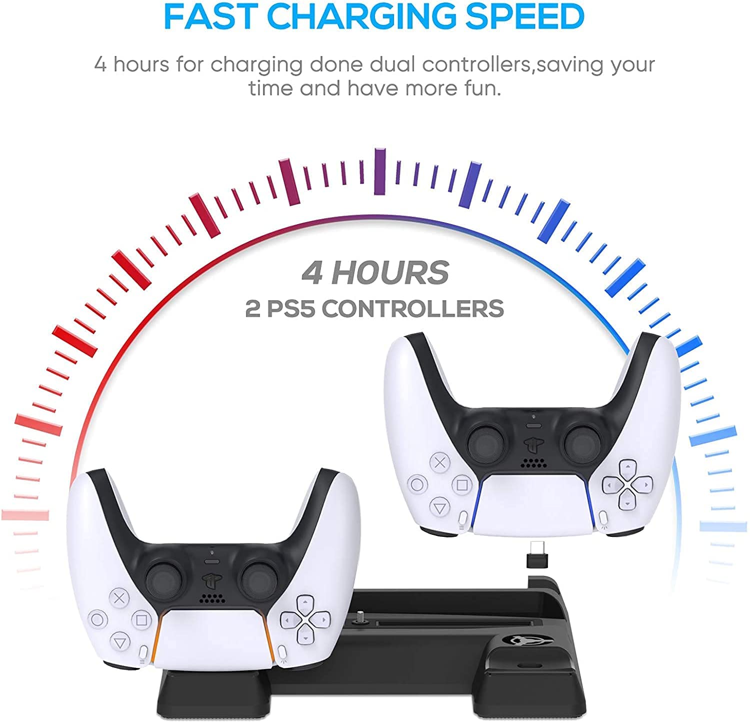 Tobo Cooling Stand for PS5 Dual Controller Charging Stand Charging Dock Vertical Stand for PS5 Playstation5 Digital Edition/Ultra HD Disc Edition with 11pcs Game Rack Organizer TD-385GA