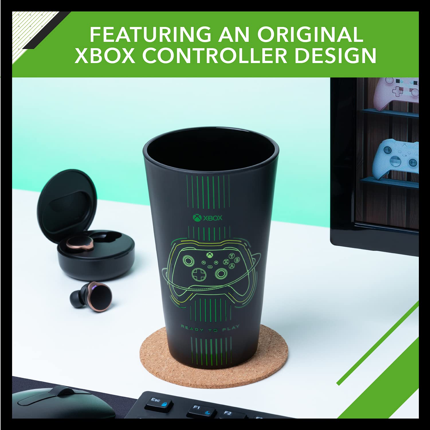 Paladone XBOX Drinking Glass - Officially Licensed Gaming Merchandise,415 milliliters