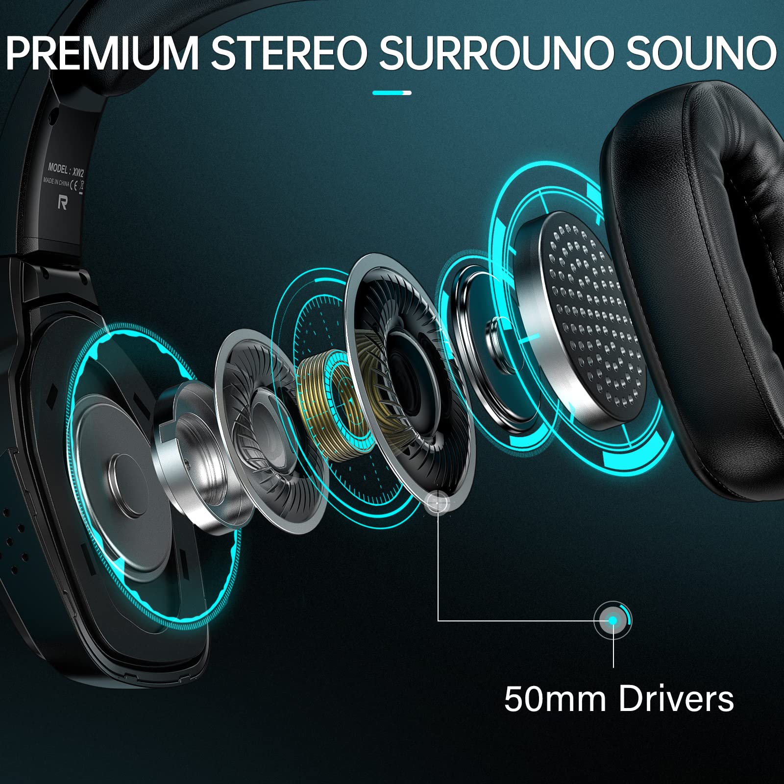 Tatybo New Gaming Headset for PC PS4 PS5 Xbox One Switch, Stereo PS4 Headset with 90° Rotatable Earpads, Noise-Cancelling Mic