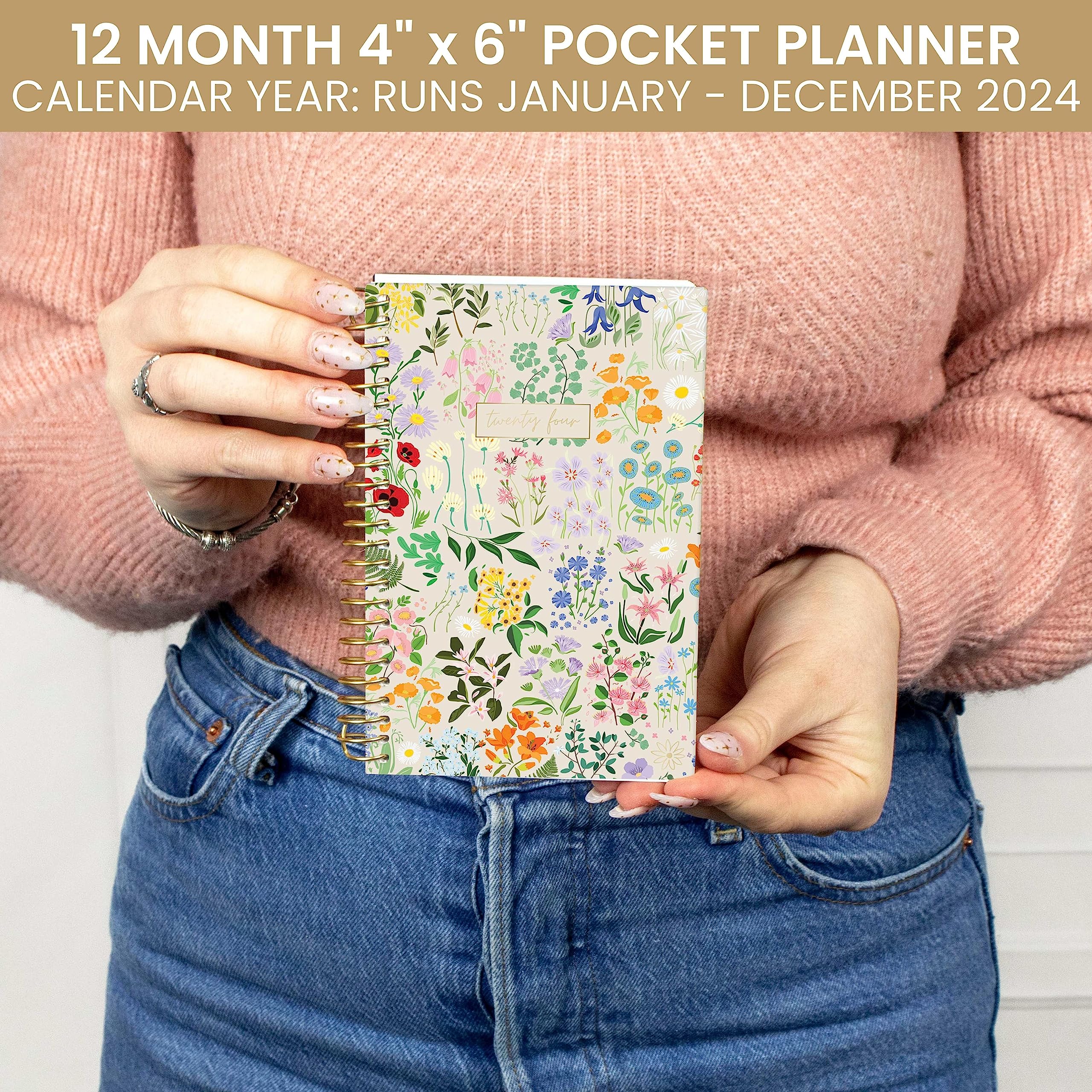 bloom daily planners 2024 Pocket Planner - 4β x 6β - (January 2024 - December 2024) - MINI Weekly/Monthly Agenda Organizer & Calendar Book - Garden Party