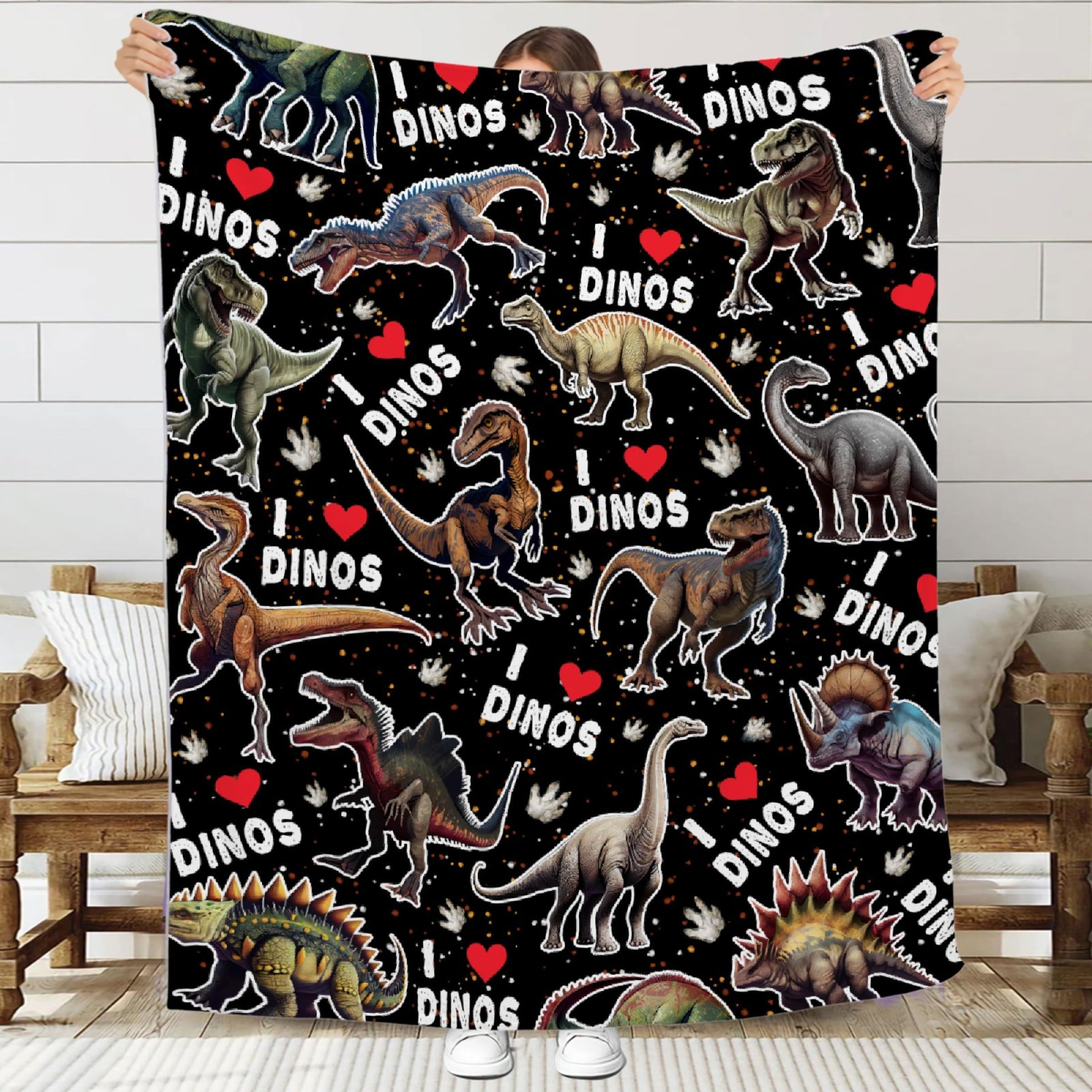 Dinosaur Blanket for Boys Girls, Ultra Soft Dino Blanket for Kids, Dinosaur Blanket Decor for Couch Sofa Bedroom, Gifts for Dinosaur Lover for Birthday Christmars, 40"x50"-Kids/Throw Size
