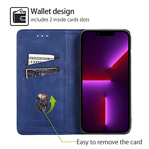 Fansipro Wallet Folio Case for Oppo Reno 6 PRO 5G Snapdragon Edition, Premium PU Leather Slim Fit Cover, 2 Card Slots, Exact Cutouts, Blue