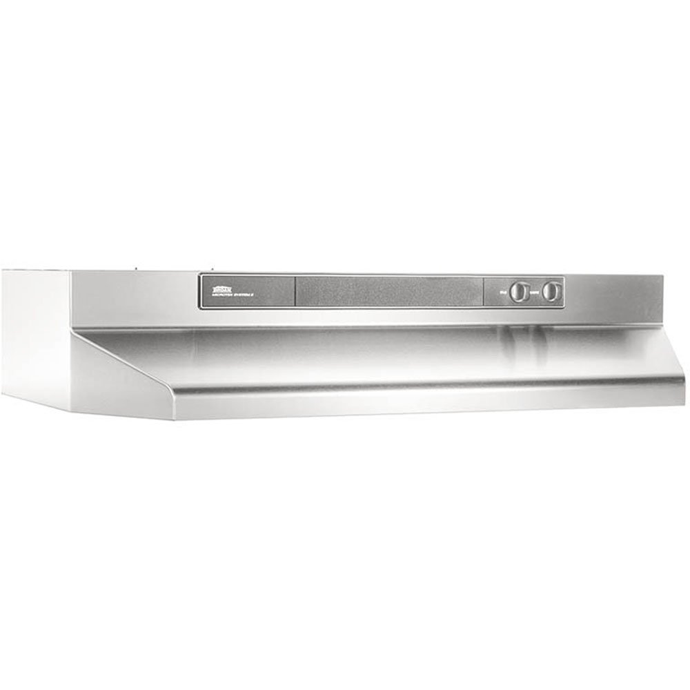 Broan-NuTone 464204 42-inch Under-Cabinet 4-Way Convertible Range Hood with Infinite-Speed Exhaust Fan and Light, Stainless Steel
