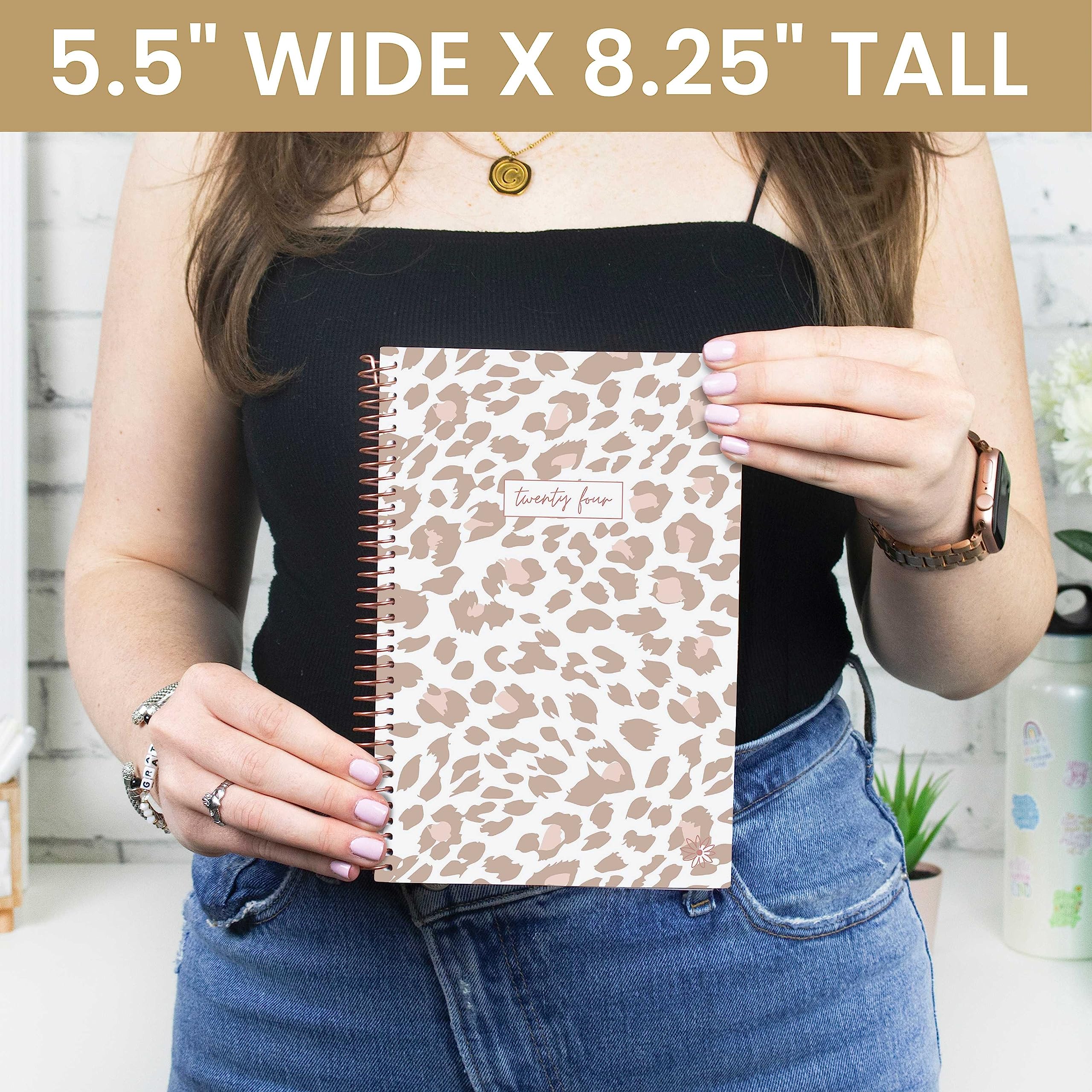 bloom daily planners 2024 Calendar Year Day Planner (January 2024 - December 2024) - 5.5” x 8.25” - Weekly/Monthly Agenda Organizer Book with Stickers & Bookmark - Tan Leopard