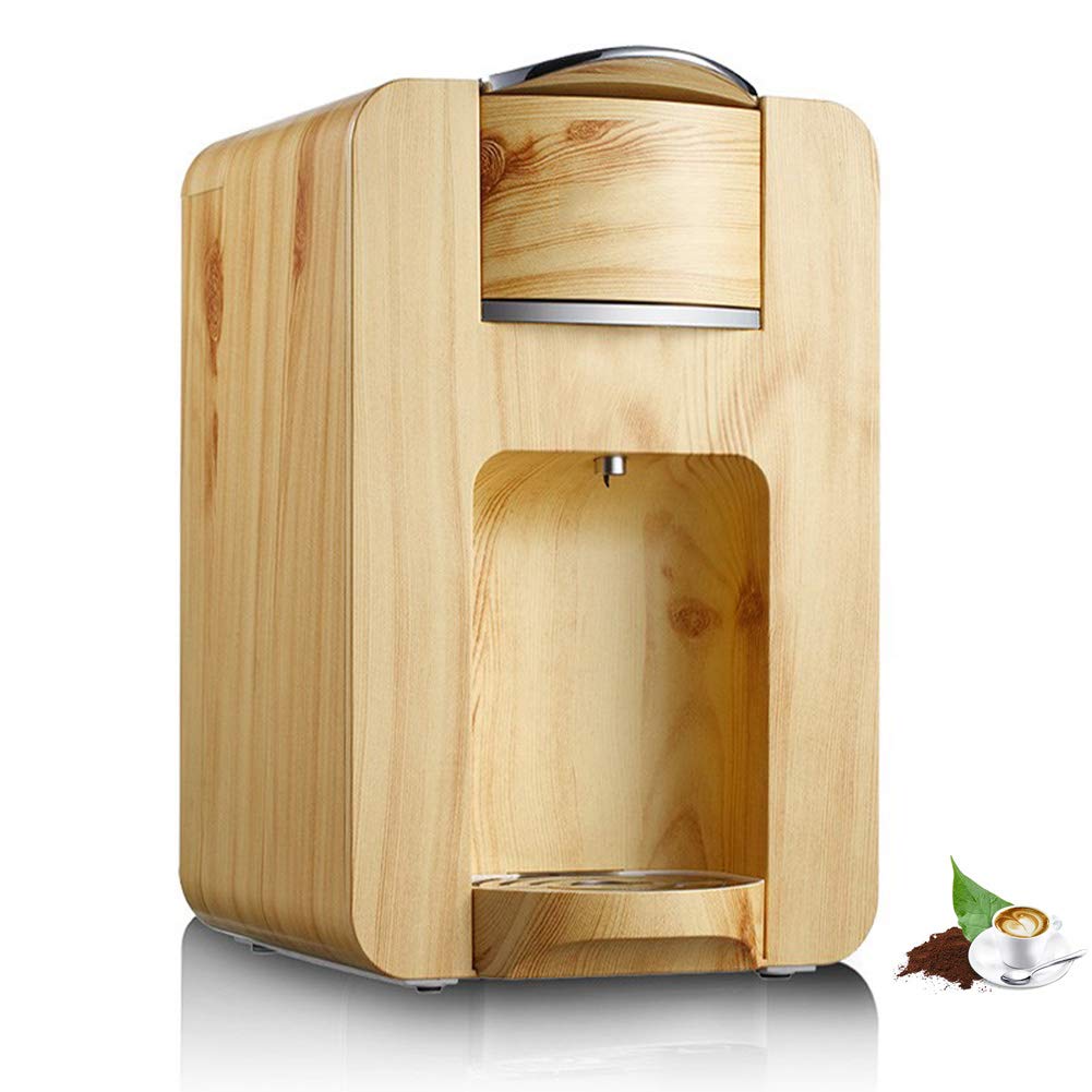 KELUNIS Italian Capsule Coffee Machine, Espresso Maker Fully Automatic 19Bar High Pressure DIY Drink Tea Machine Wood Grain Shell