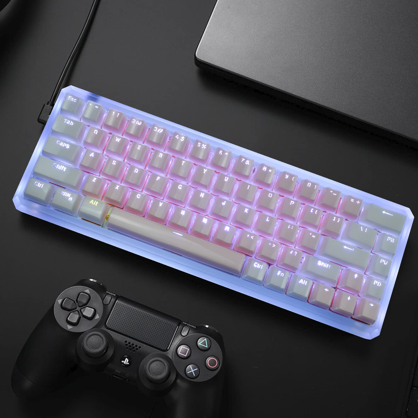 Crystal Keycaps,OEM Keycaps Pink Keycaps with Keycaps Puller for Mechanical Keyboard Compatible with MX-Clone Switches (Pink)