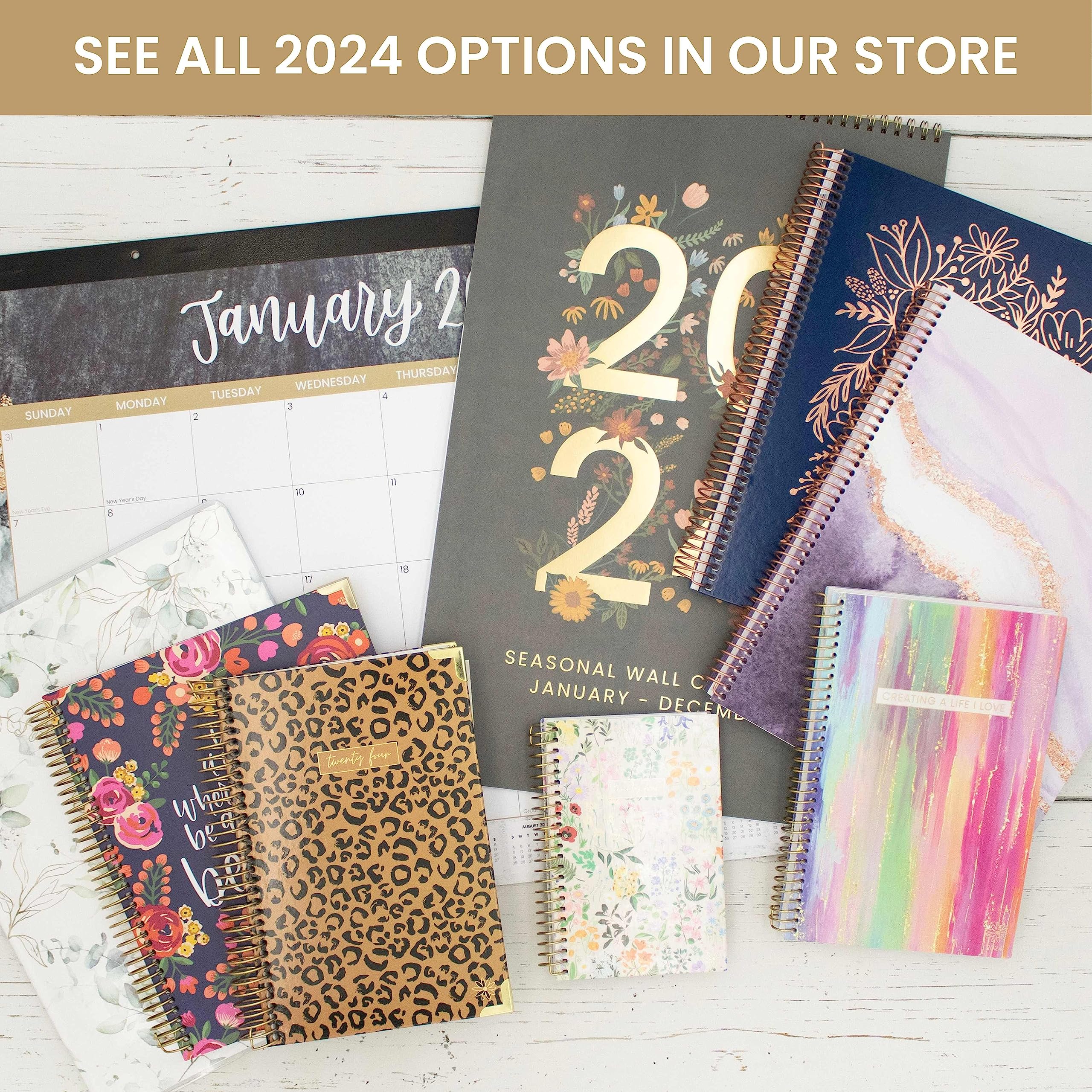 bloom daily planners 2024 Desk Calendar - 21" x 16" Large Monthly Organizer Pad with Stickers (January 2024 - December 2024) Desktop Blotter - Greenery
