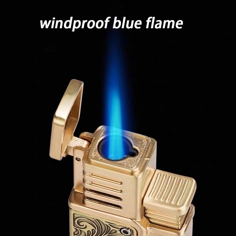 Butane Lighter with Windproof Flame, Easy to Carry and Reusable, Suitable and Daily Necessities for Boyfriends, Girlfriends, Fathers. (Color : C3)
