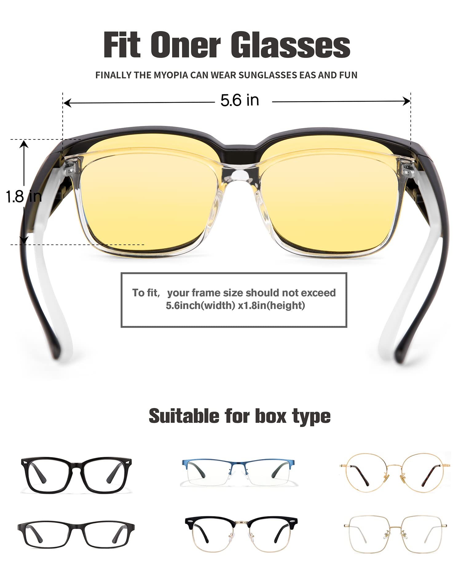 BIRCEN Night Vision Glasses for Driving - Fit Over Glasses Anti Glare Wear Over Glasses for Men Women