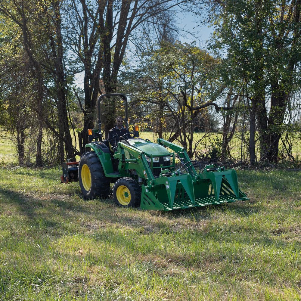 Titan Attachments 72in Fine Grade Rock Grapple Skeleton Bucket with Teeth, Fits John Deere Tractors with Hook and Pin Connection