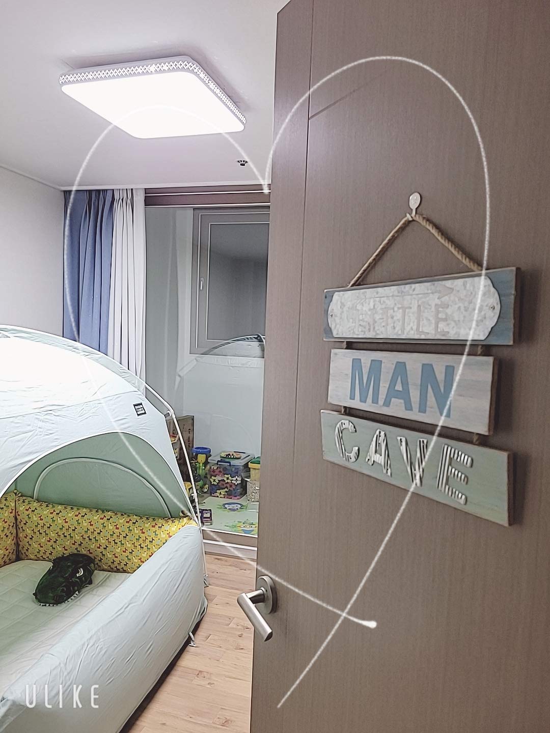 Blooming Party Nursery Wall Decor for Little Baby Boy or Toddler - Little Man Cave Wood Sign (Blue)