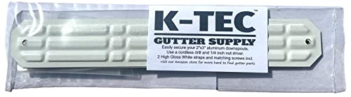 K-TEC (2 Pack) Downspout Strap for 2 inch x 3 inch Aluminum Rain Gutter - Leader Pipe Adapter with Color Matched Screws. High Gloss White Set of 2 for 1 Downspout.