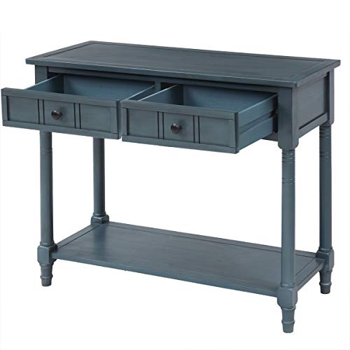 Knocbel Vintage Entryway Console Table with 2 Storage Drawers and Lower Shelf, Entry Hallway Foyer Sofa Table, Easy Assembly