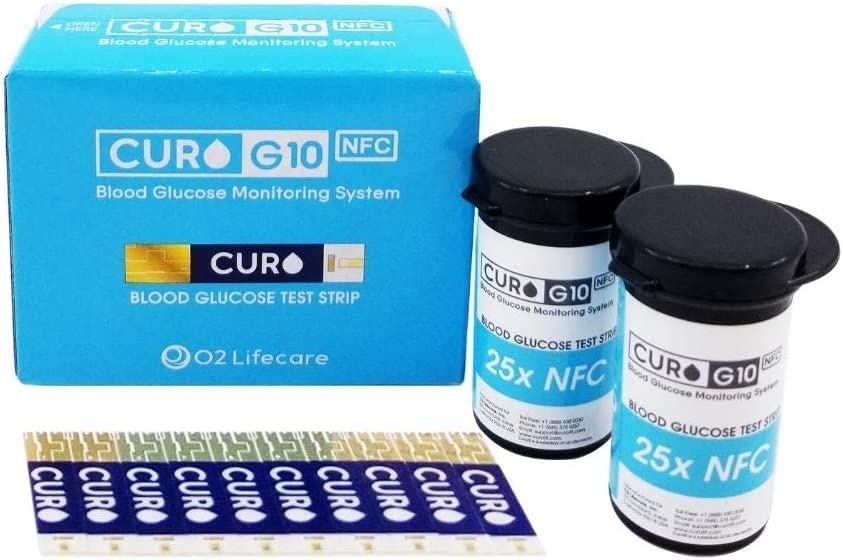 CURO G10 Glucose Test Strips : Included Total Glucose Test Strips 100 Qty (Device NOT Included)