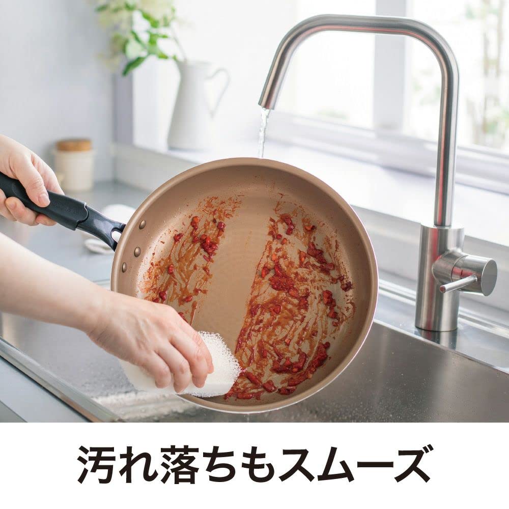 Evercook Deep Fry Pot, 11.0 inches (28 cm), Compatible with All Heat Sources (IH Compatible), Non-Stick Frying Pan, PFOA Free, Red Doshisha
