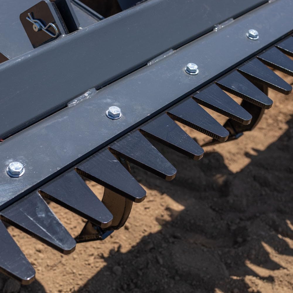 Titan Attachments 72in Ripper Scarifier Skid Steer Attachment, Quick Connect Landscape Rake with Ripper Comb