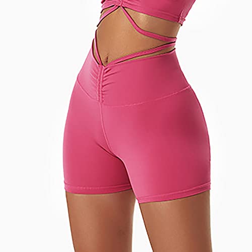 CATOO High Waist Patchwork Moisture Wicking Fitness Short Shorts Machine Washable Yoga Shorts For Running (M)