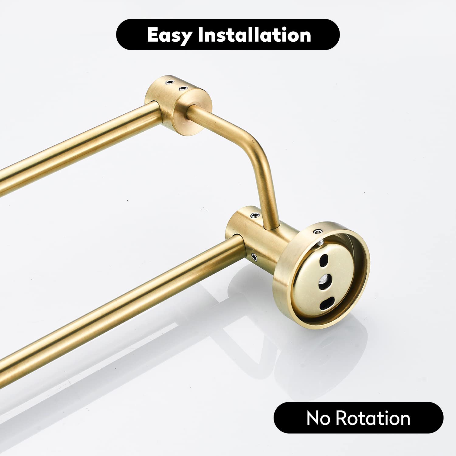 BATHSIR Brushed Gold Towel Rack, 24 Inch Double Towel Bar Wall Mounted Bathroom Towel Holder Hanger Stainless Steel