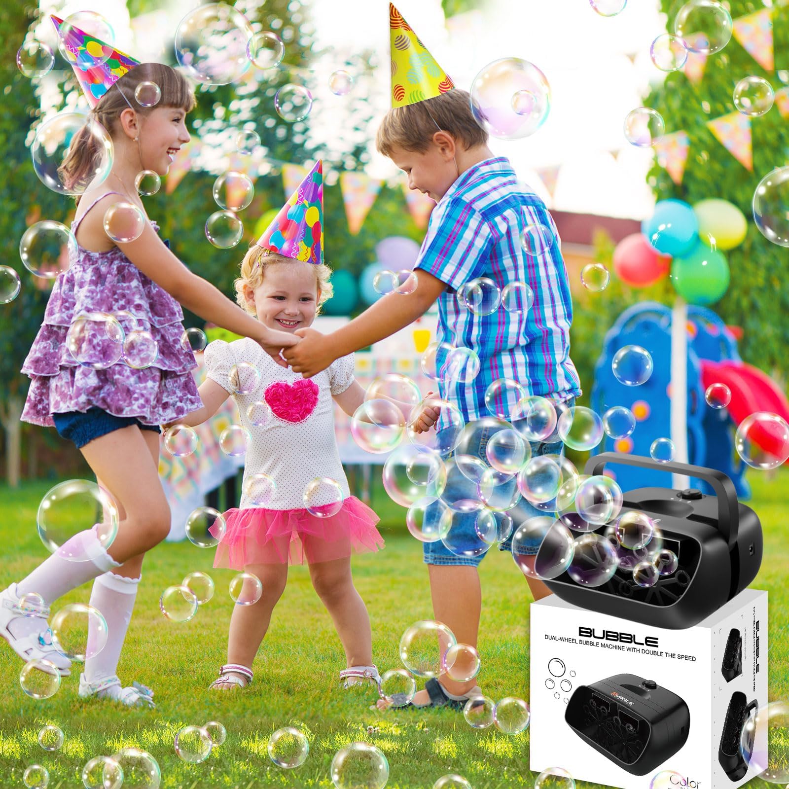 Bubble Machine, for Kids Age 3+ Gifts | 18000+ Big Bubbles Per Minute, with 2 Speed, Plug-in or Battery Powered