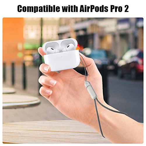 HiFan Lanyard Compatible for AirPods Pro 2, Anti-Drop & Anti-lost Lanyard, Adjustable Lanyard with Clip for AirPods Pro 2(Grey)