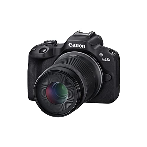 Canon EOS R50 Camera, Black with RF-S 18-45mm f/4.5-6.3, RF-S 55-210mm f/5-7.1 Lens, 32GB SD Card, Shoulder Bag, 55mm and 49mm Filter Kit, Cleaning Kit